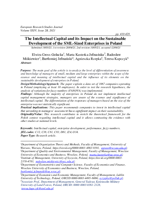(PDF) The Intellectual Capital and its Impact on the Sustainable Development of the SML-Sized ...