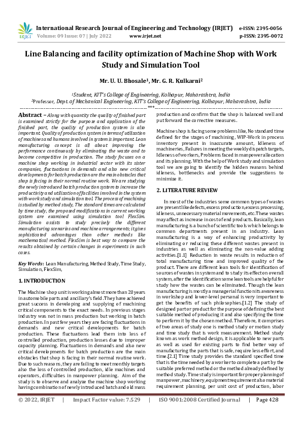 (PDF) Optimizing Machine Shop Operations with Simulation