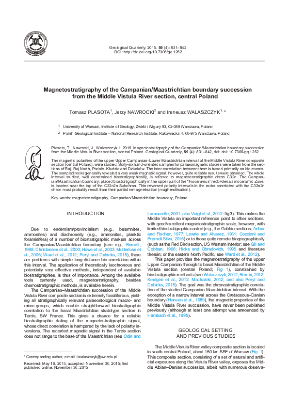 (PDF) Magnetostratigraphy of the Campanian/Maastrichtian boundary ...