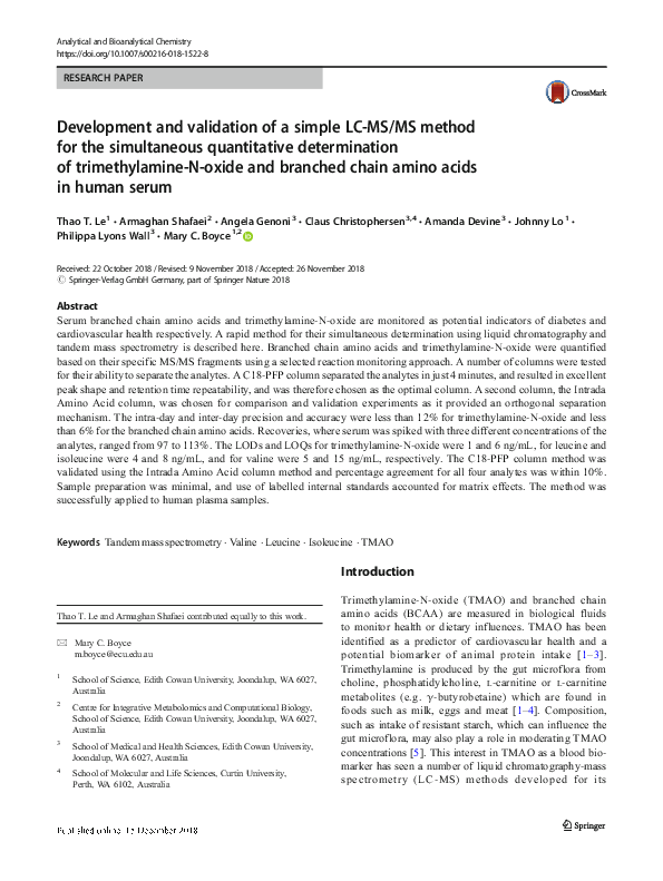 Pdf Development And Validation Of A Simple Lc Msms Method For The Simultaneous Quantitative