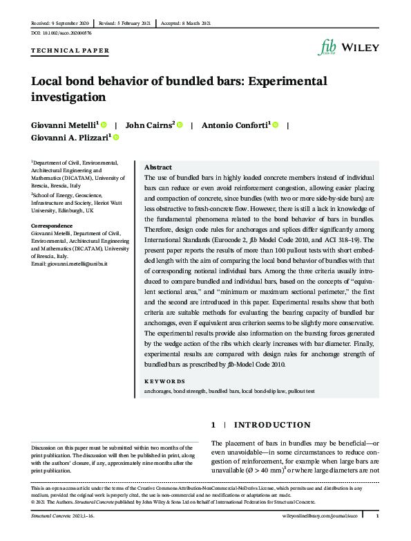 (PDF) Local bond behavior of bundled bars: Experimental investigation