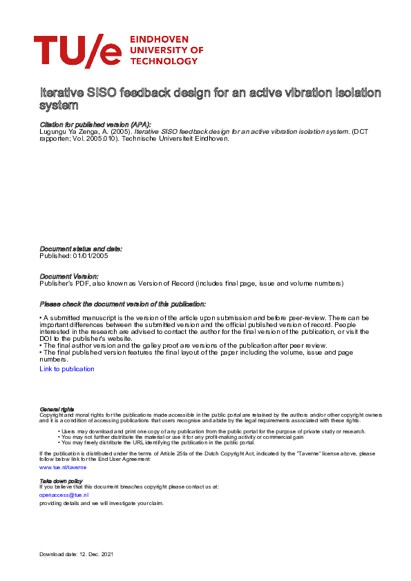 (PDF) Iterative SISO Feedback for Vibration Isolation