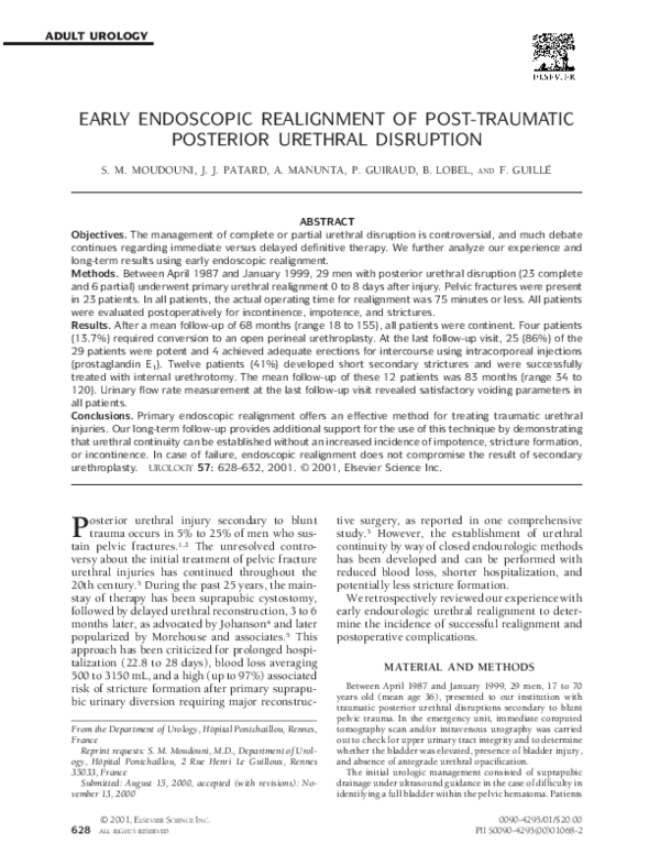 (PDF) Early endoscopic realignment of post-traumatic posterior urethral ...