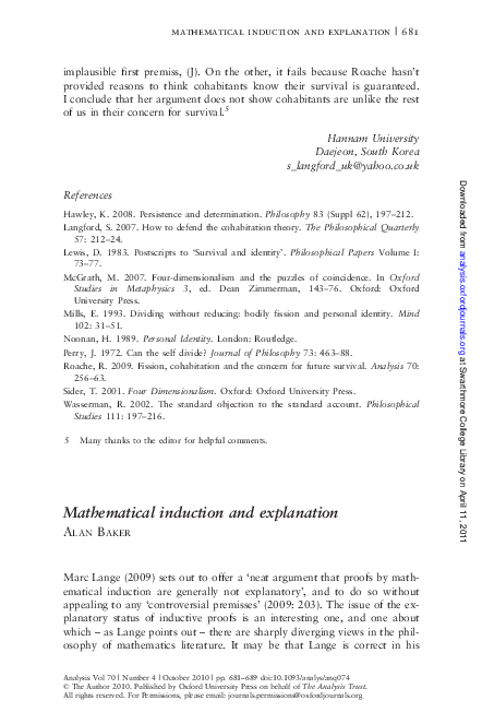 (PDF) Mathematical induction and explanation
