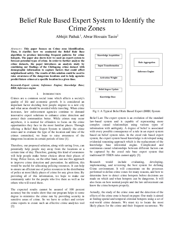 (PDF) Belief Rule-Based Expert System to Identify the Crime Zones