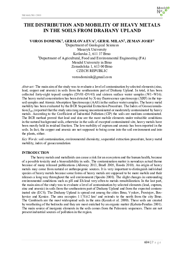(PDF) The Distribution and Mobility of Heavy Metals in the Soils from ...