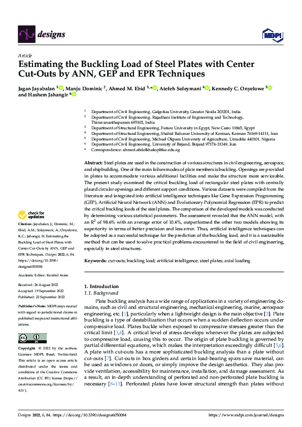 (PDF) Estimating the Buckling Load of Steel Plates with Center Cut-Outs ...
