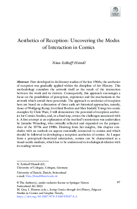(PDF) Aesthetics of Reception. Uncovering the Modes of Interaction in Comics