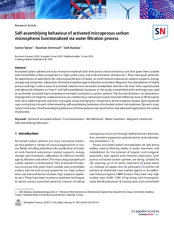 (PDF) Self-assemblying behaviour of activated microporous carbon microspheres functionalized via ...