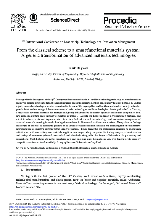 (PDF) From the Classical Scheme to Asmart/Functional Materials System ...
