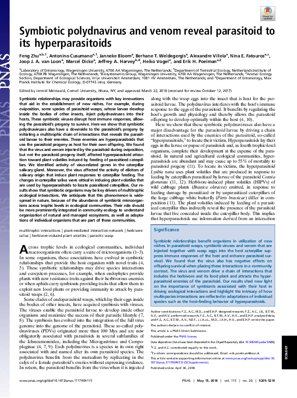 (PDF) Symbiotic polydnavirus and venom reveal parasitoid to its ...