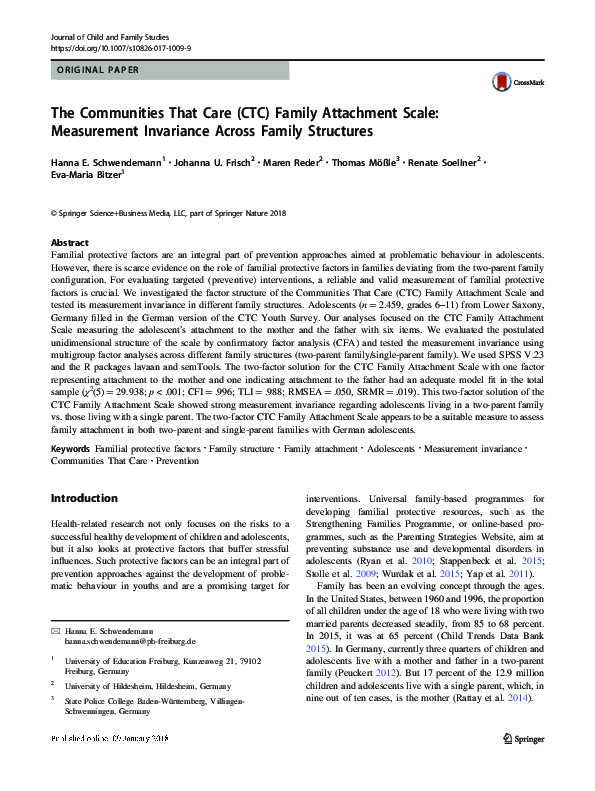 (PDF) The Communities That Care (CTC) Family Attachment Scale ...