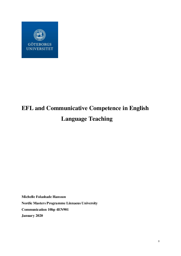 (PDF) EFL and Communicative Competence in English Language Learning and Teaching
