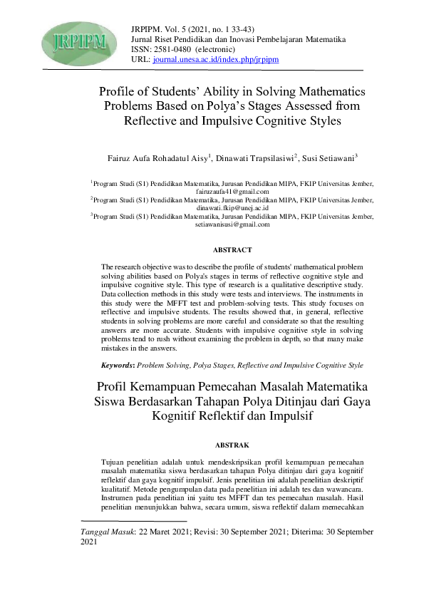 (PDF) Profil Kemampuan Pemecahan Masalah Matematika Siswa berdasarkan ...
