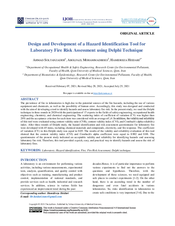 (PDF) Design and Development of a Hazard Identification Tool for Laboratory Fire Risk Assessment ...