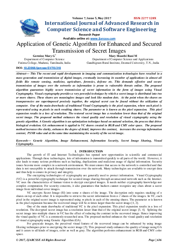 (PDF) Application of Genetic Algorithm for Enhanced and Secured ...