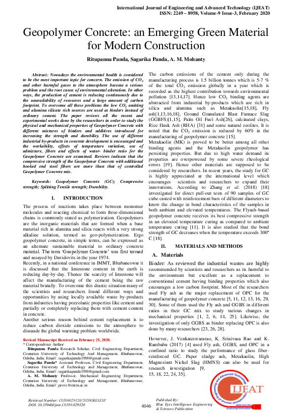 (PDF) Geopolymer Concrete: an Emerging Green Material for Modern ...