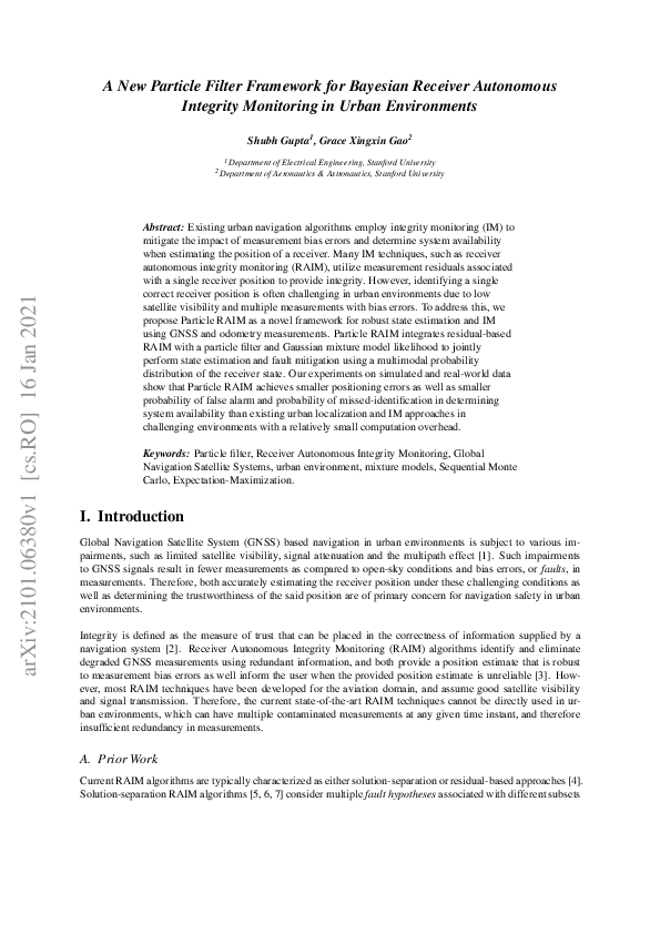 (PDF) A New Particle Filter Framework for Bayesian Receiver Autonomous ...