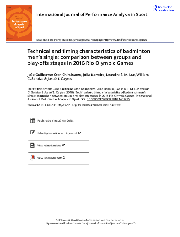 (PDF) Technical and timing characteristics of badminton men’s single ...