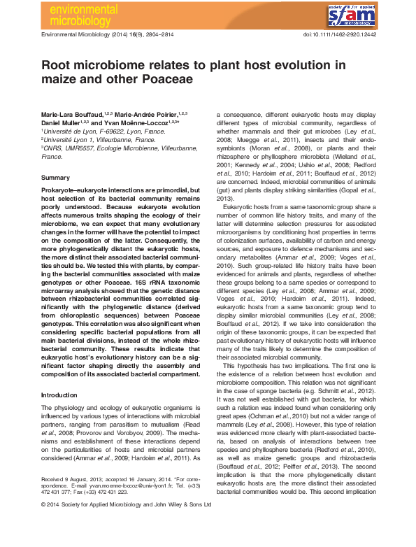 (PDF) Root microbiome relates to plant host evolution in maize and ...