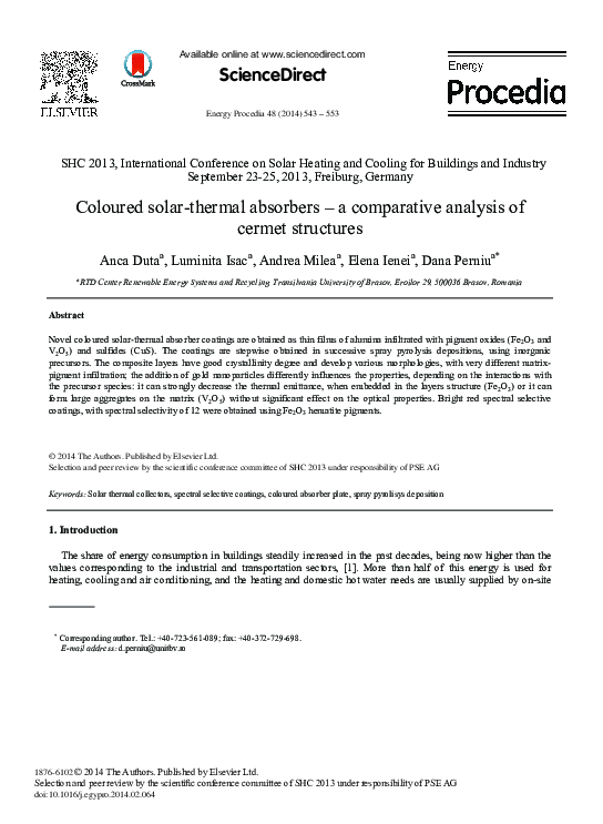 (PDF) Coloured Solar-thermal Absorbers – A Comparative Analysis of ...