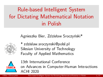 (PDF) Rule-based Intelligent System for Dictating Mathematical Notation in Polish