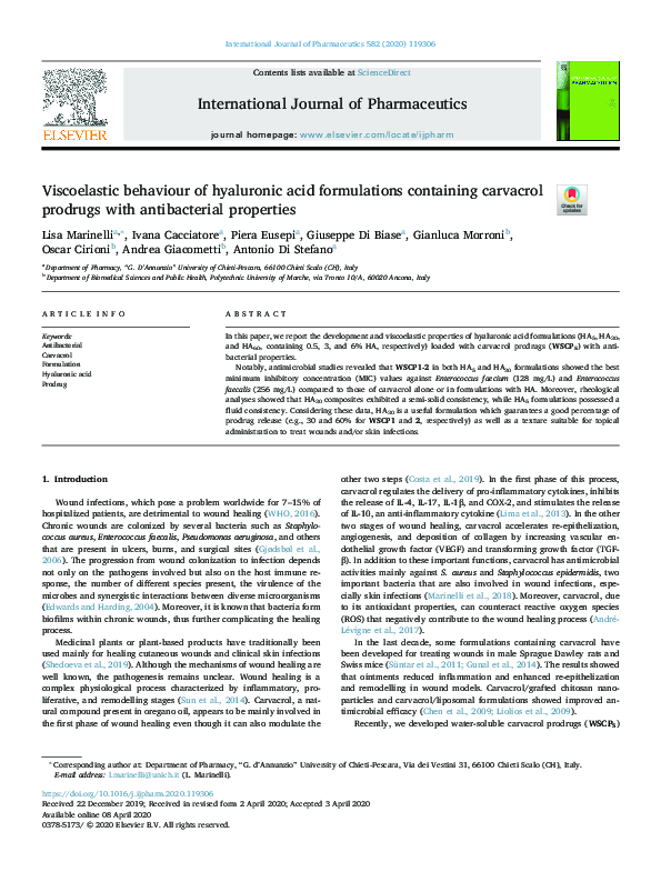 (PDF) Viscoelastic behaviour of hyaluronic acid formulations containing ...