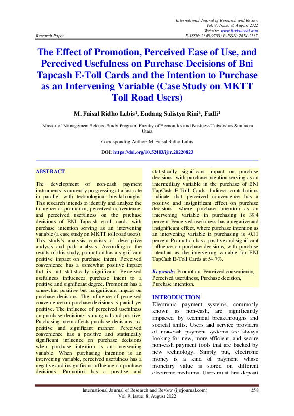 (PDF) The Effect of Promotion, Perceived Ease of Use, and Perceived ...