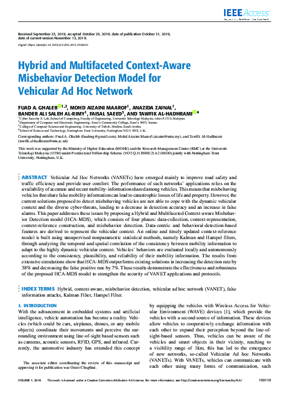 Pdf Hybrid And Multifaceted Context Aware Misbehavior Detection Model