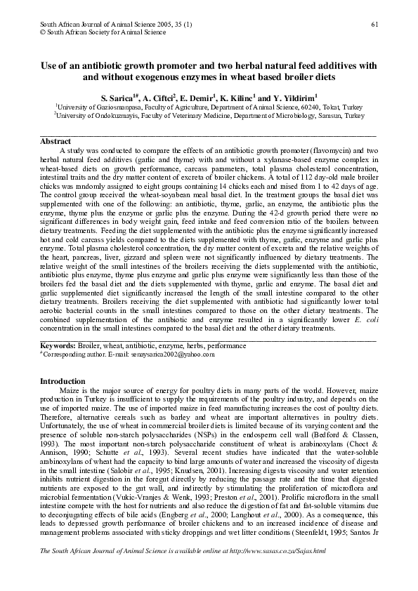 (PDF) Use of an antibiotic growth promoter and two herbal natural feed ...