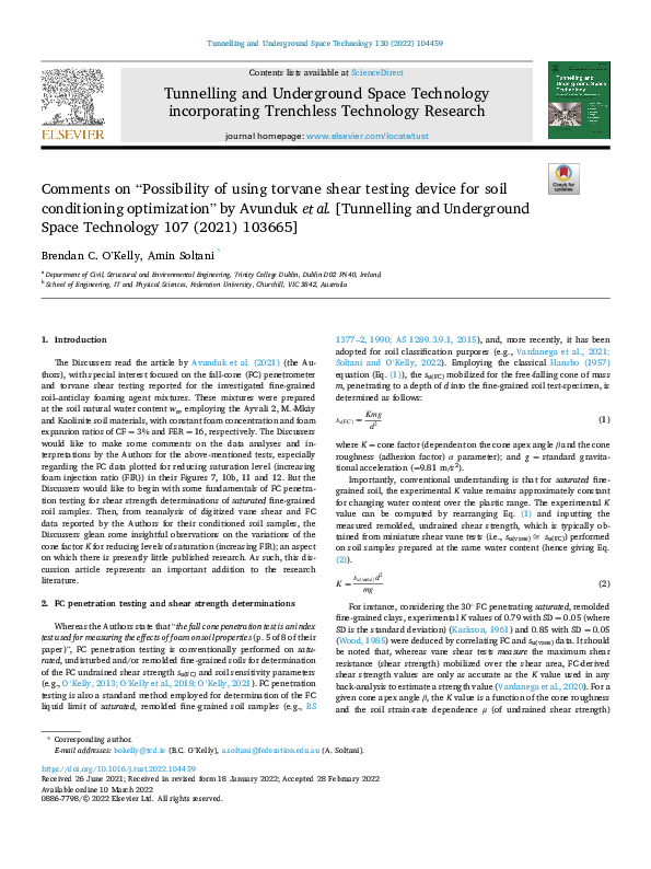(PDF) Comments on “Possibility of using torvane shear testing device ...