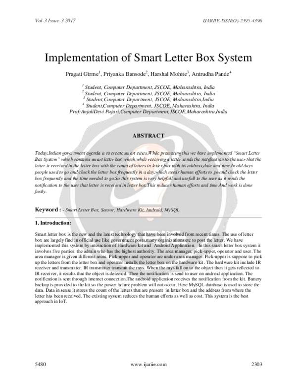 (PDF) Implementation Of Smart Letter Box System