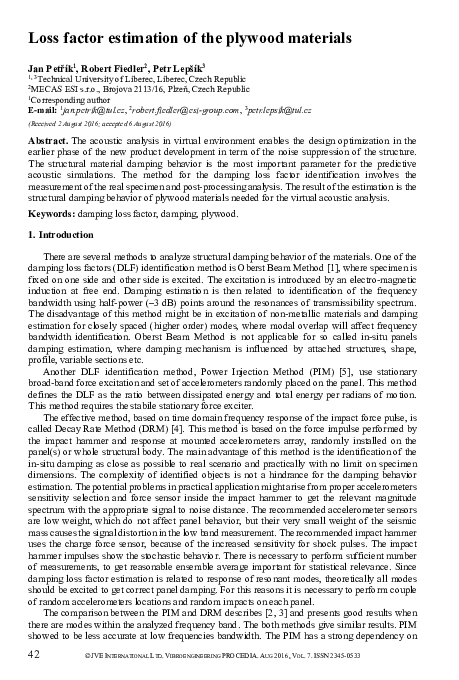 (PDF) Loss factor estimation of the plywood materials | Petr Lepšík ...