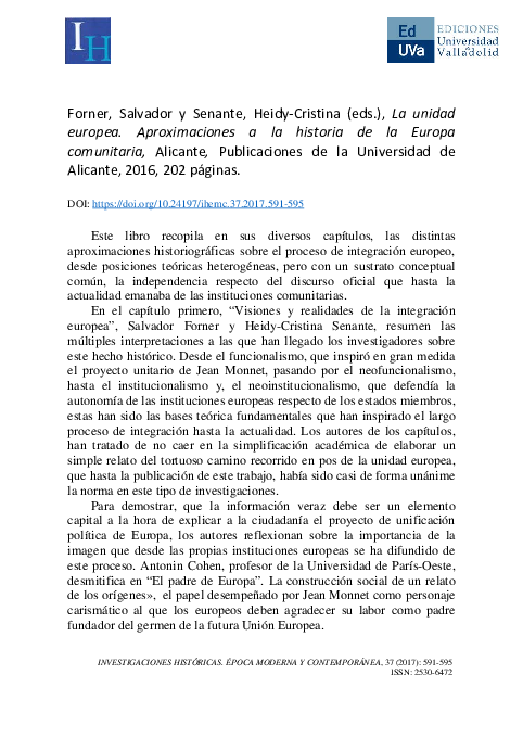(PDF) Forner, Salvador y Senante, Heidy-Cristina (eds.), La unidad ...