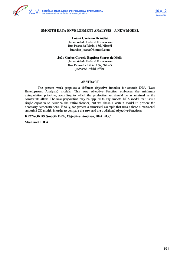 (PDF) Smooth Data Envelopment Analysis – a New Model | Luana Brandão - Academia.edu