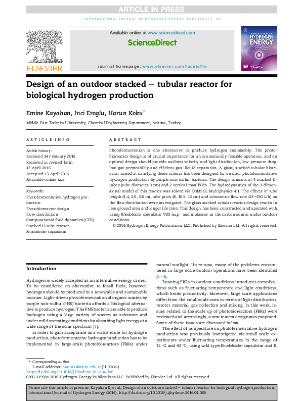 (PDF) Design of an outdoor stacked – tubular reactor for biological ...