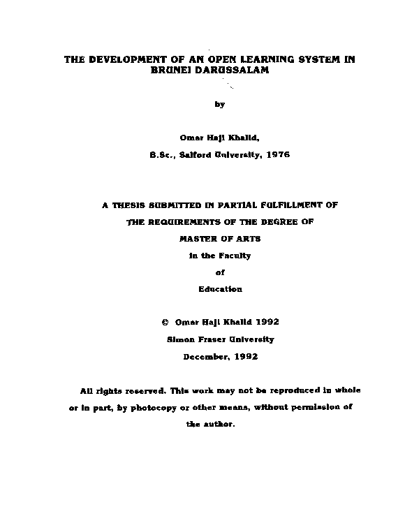(PDF) The development of an open learning system in Brunei Darussalam