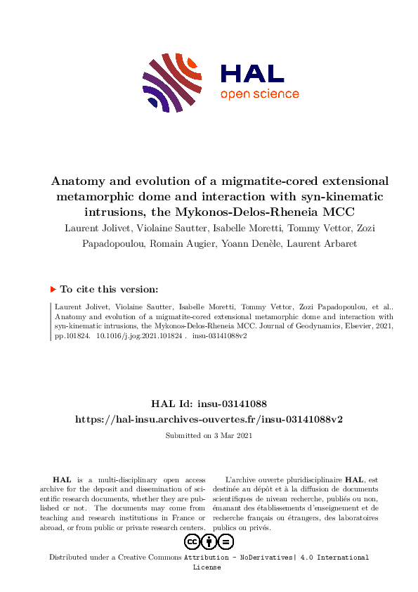 (PDF) Anatomy and evolution of a migmatite-cored extensional ...