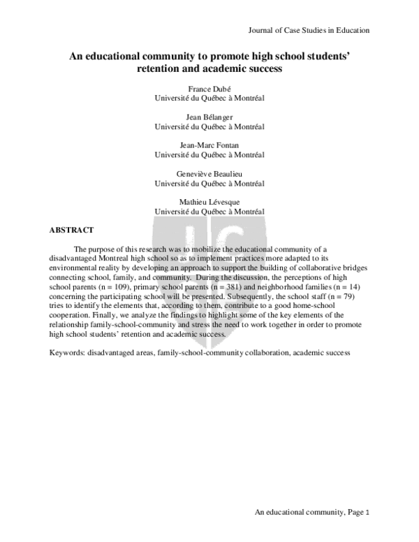 (PDF) An Educational Community to Promote High School Students ...