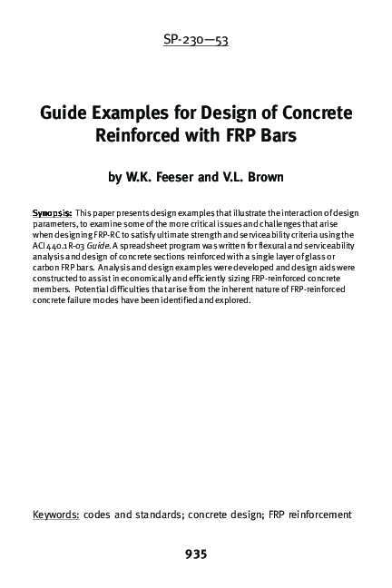 (PDF) Guide Examples for Design of Concrete Reinforced with FRP Bars