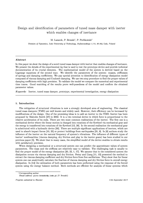 (PDF) Design and identification of parameters of tuned mass damper with inerter which enables ...
