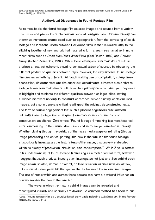 (DOC) ‘Audio-Visual Dissonance in Found Footage Films’