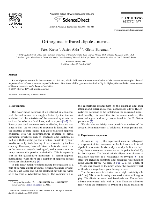 (PDF) Orthogonal infrared dipole antenna