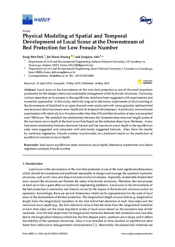 (PDF) Physical Modeling of Spatial and Temporal Development of Local Scour at the Downstream of ...