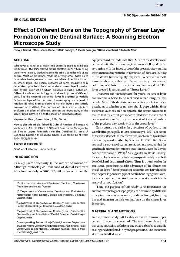(PDF) Effect of Different Burs on the Topography of Smear Layer ...