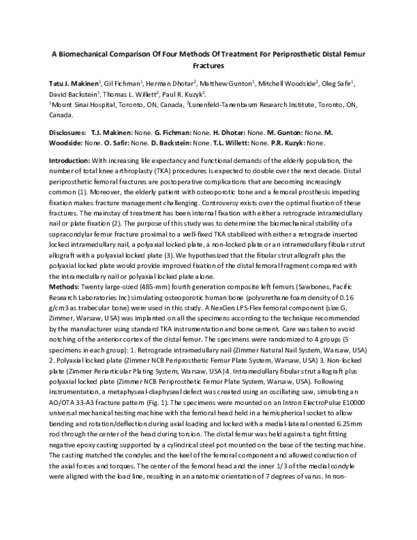 (PDF) A Biomechanical Comparison Of Four Methods Of Treatment For Periprosthetic Distal Femur ...
