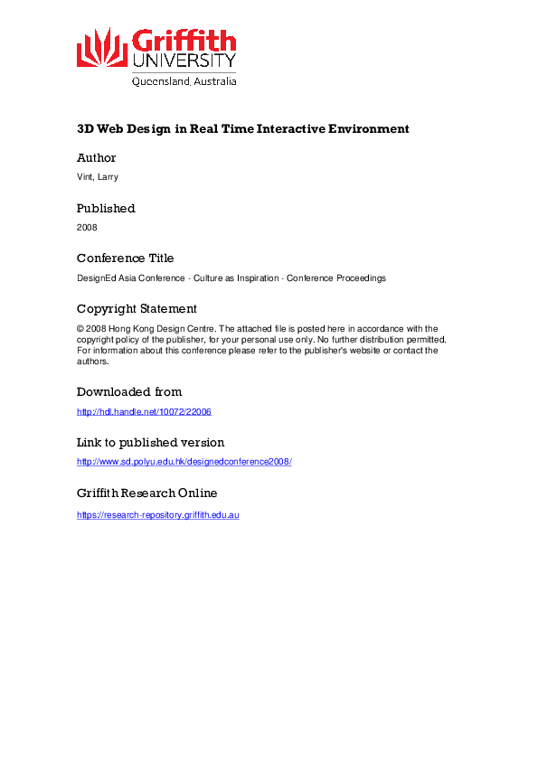 (PDF) 3D Web Design in Real Time Interactive Environment