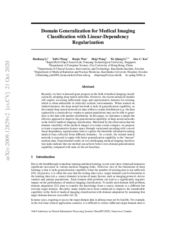 Pdf Domain Generalization For Medical Imaging Classification With
