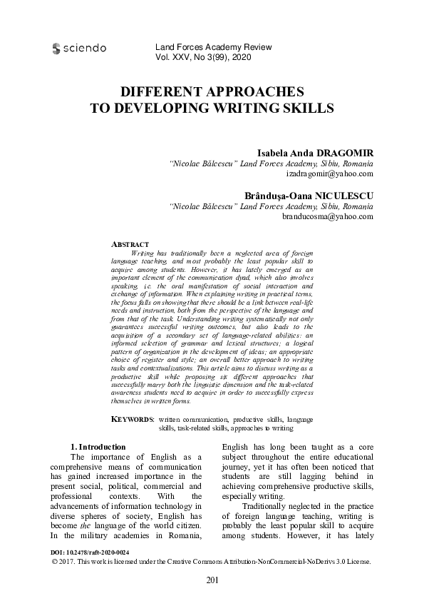 (PDF) Different Approaches to Developing Writing Skills