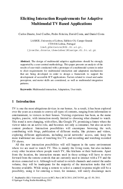 Pdf Eliciting Interaction Requirements For Adaptive Multimodal Tv Based Applications